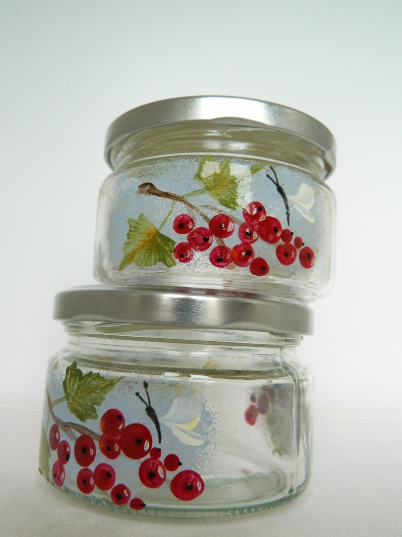 Painted Glass Jars With Screw on Lid Colorful Kitchen | Etsy