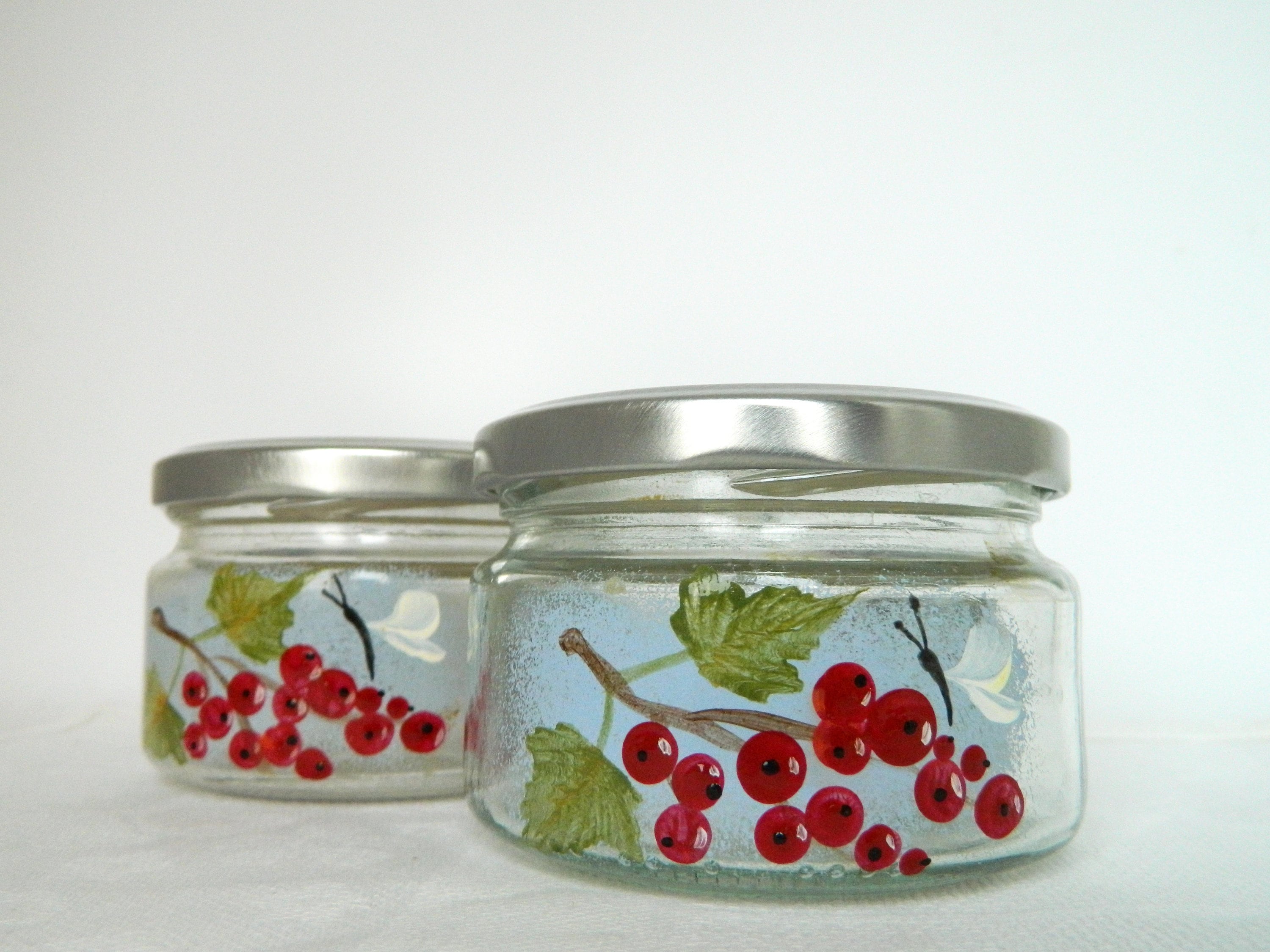 Painted glass jars with screw on lid Colorful kitchen | Etsy