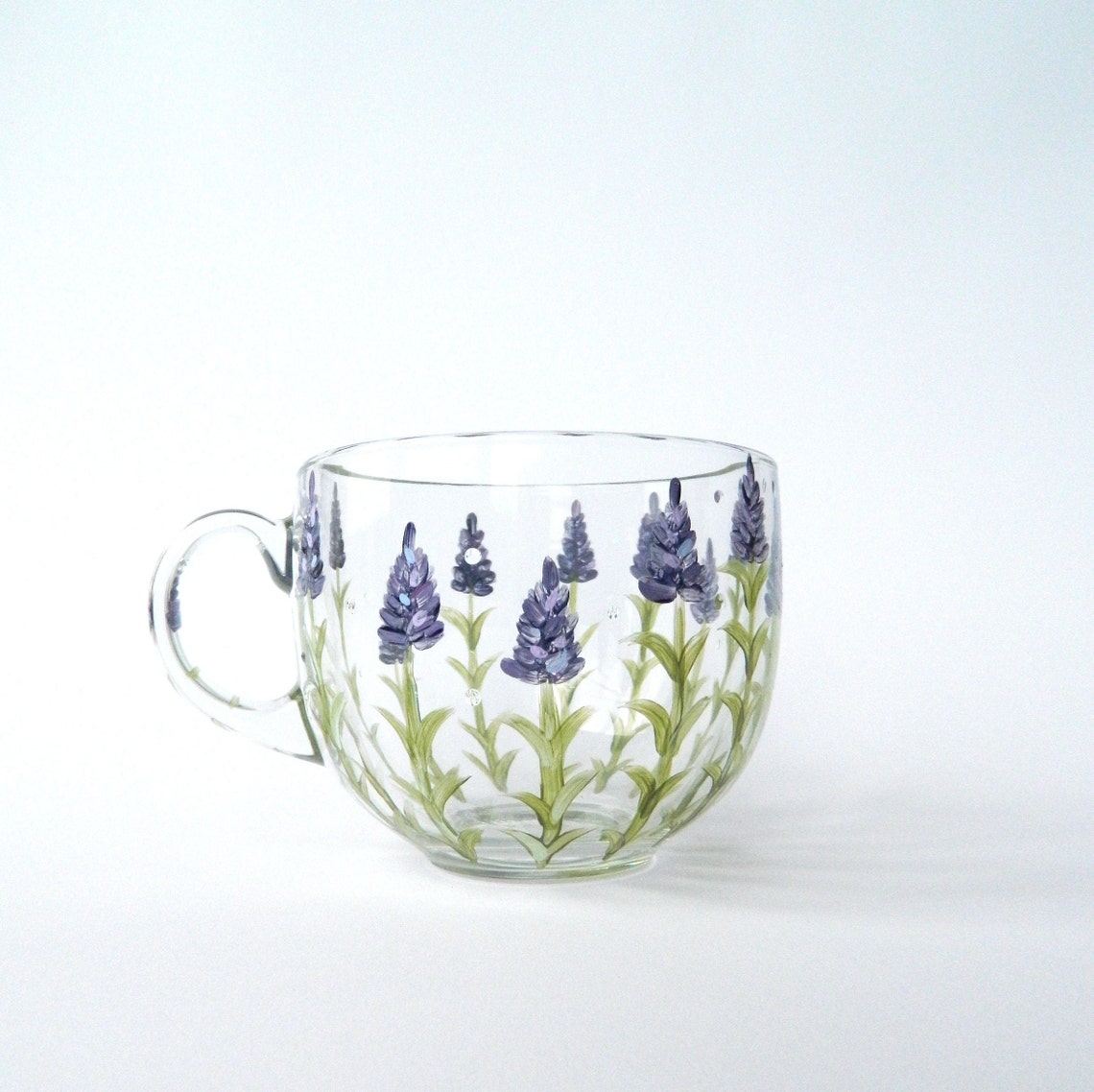 Big Lavender Mug Painted Glassware Purple Jumbo Glass Coffee - Etsy