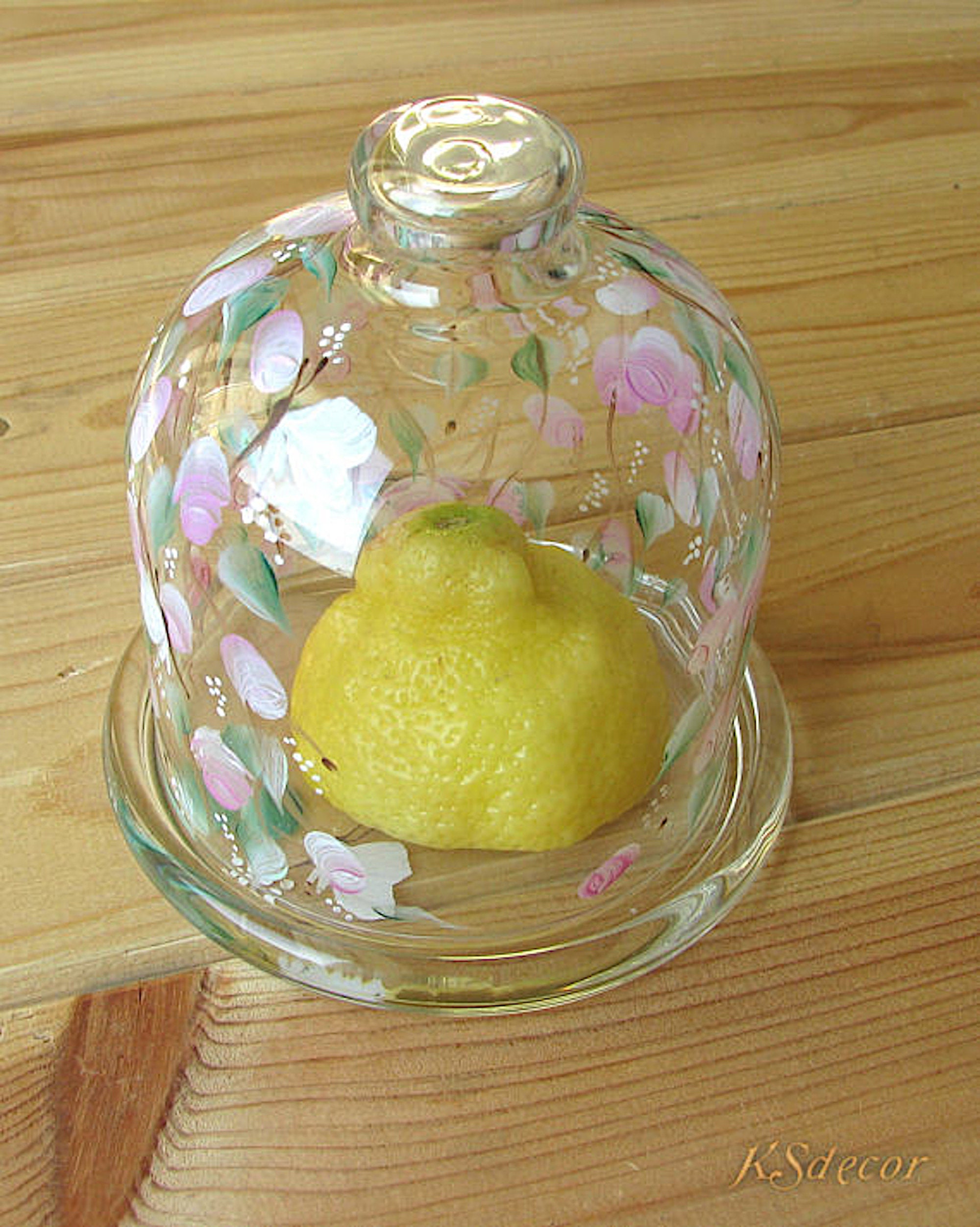 Storage Container Lemon With Glass Cover Glass Bell Dome Cloche and ...