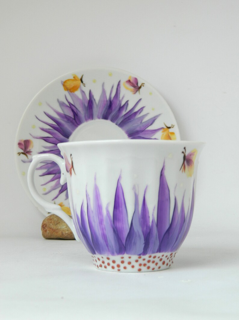 Purple Tea Set Women-violet Teacup and Saucer Porcelain - Etsy