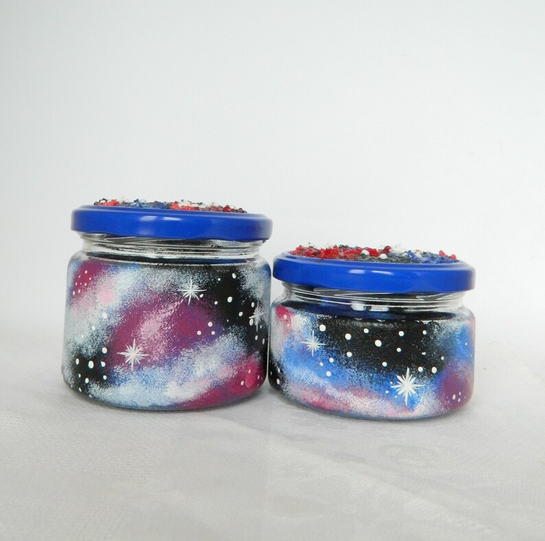 Galaxy jars Hand painted glass jar Glass tea container Coffee | Etsy