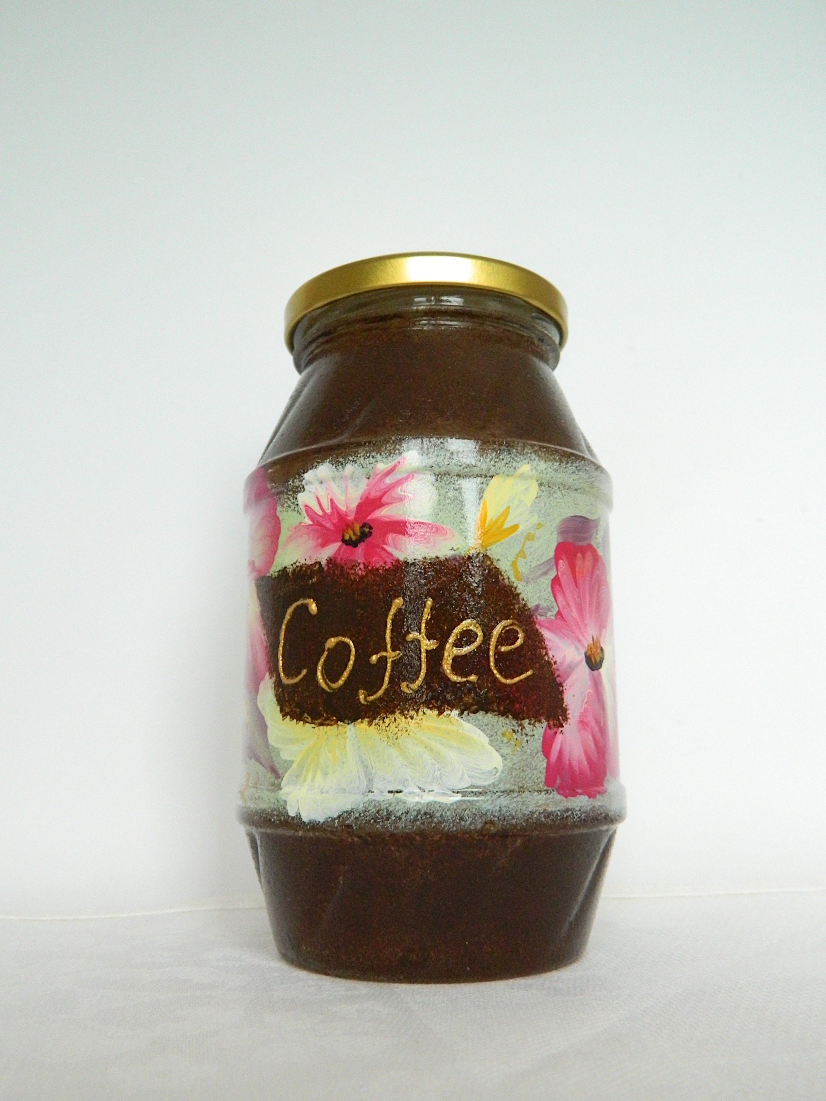 Coffee Canister Glass Boho Coffee Jar With Screw on Lid - Etsy