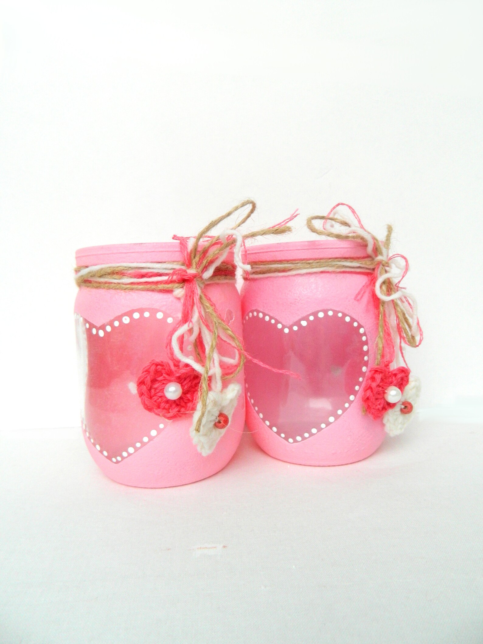 Pink Heart Candle Holder Mason Jar Tea Light Holder Hand - Etsy