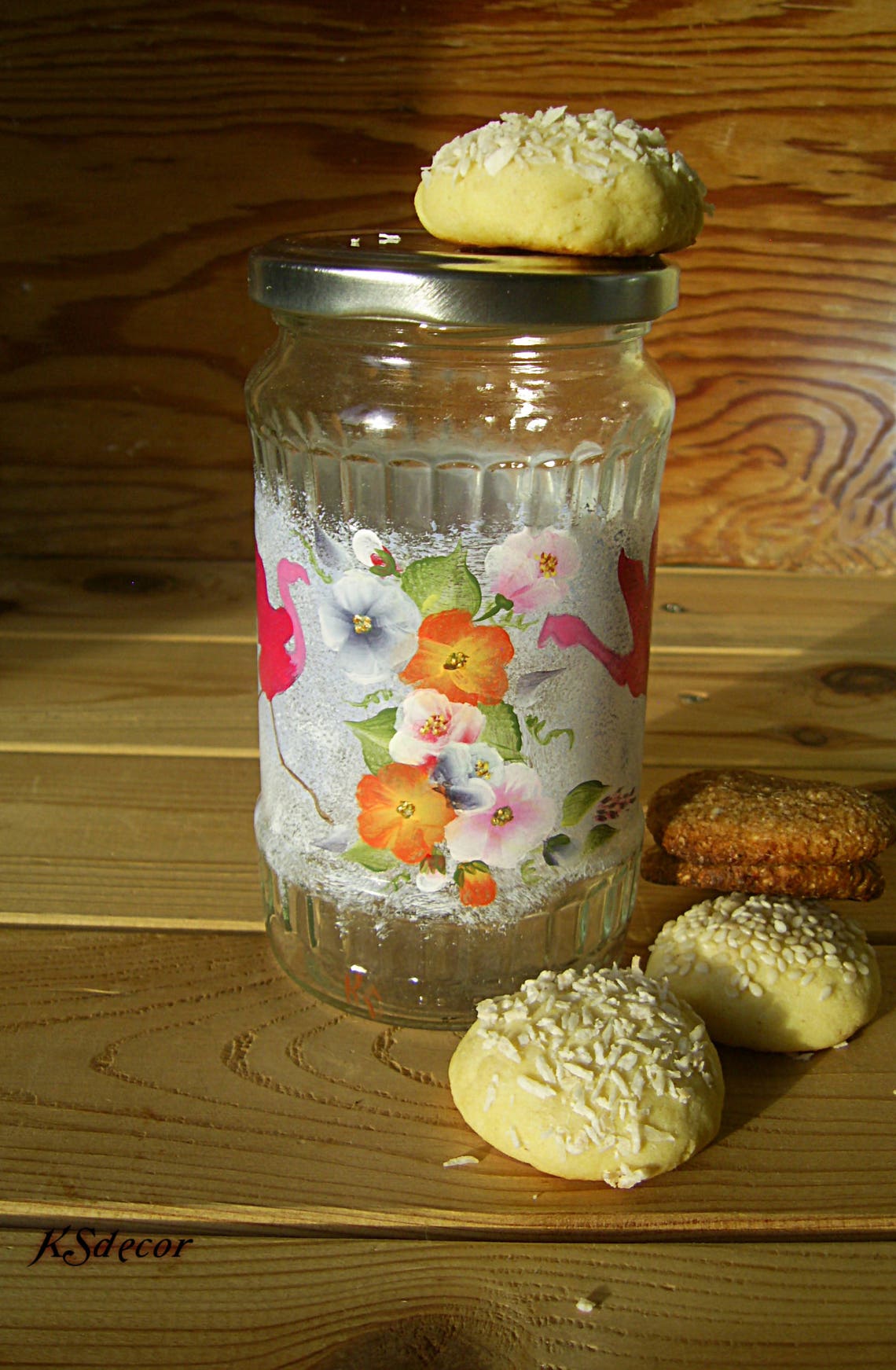 Painted Glass Jars With Pink Flamingo Decor SMALL Glass Cookie - Etsy