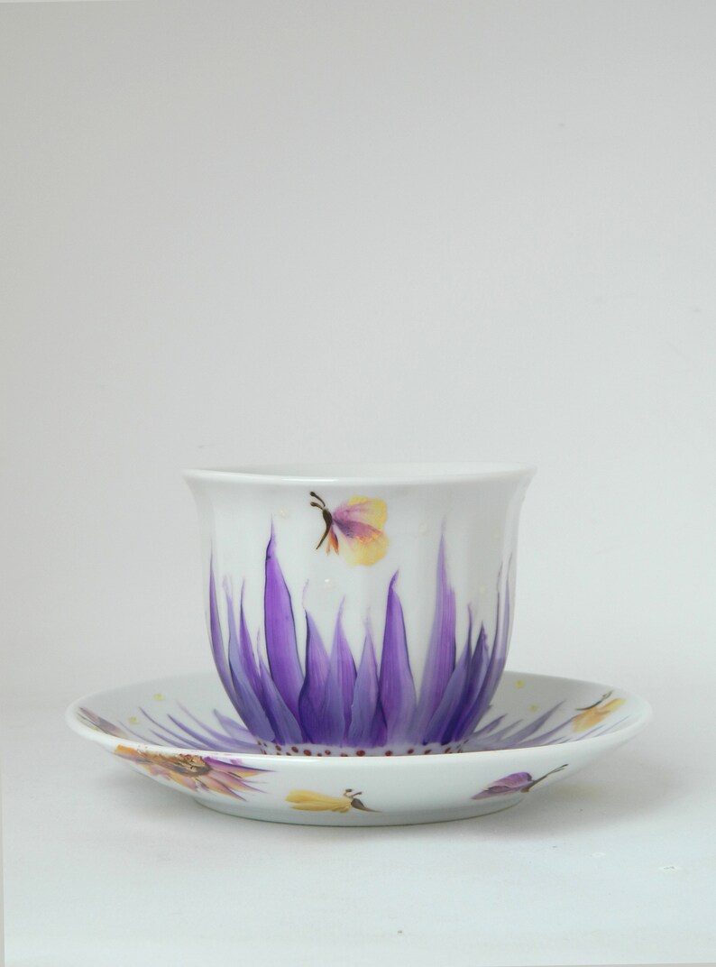 Purple Tea Set Women-violet Teacup and Saucer Porcelain - Etsy