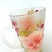 Cafe Mug Rose Coffee Mug Hand Painted Pink Frosted Glass Mug Botanical ...