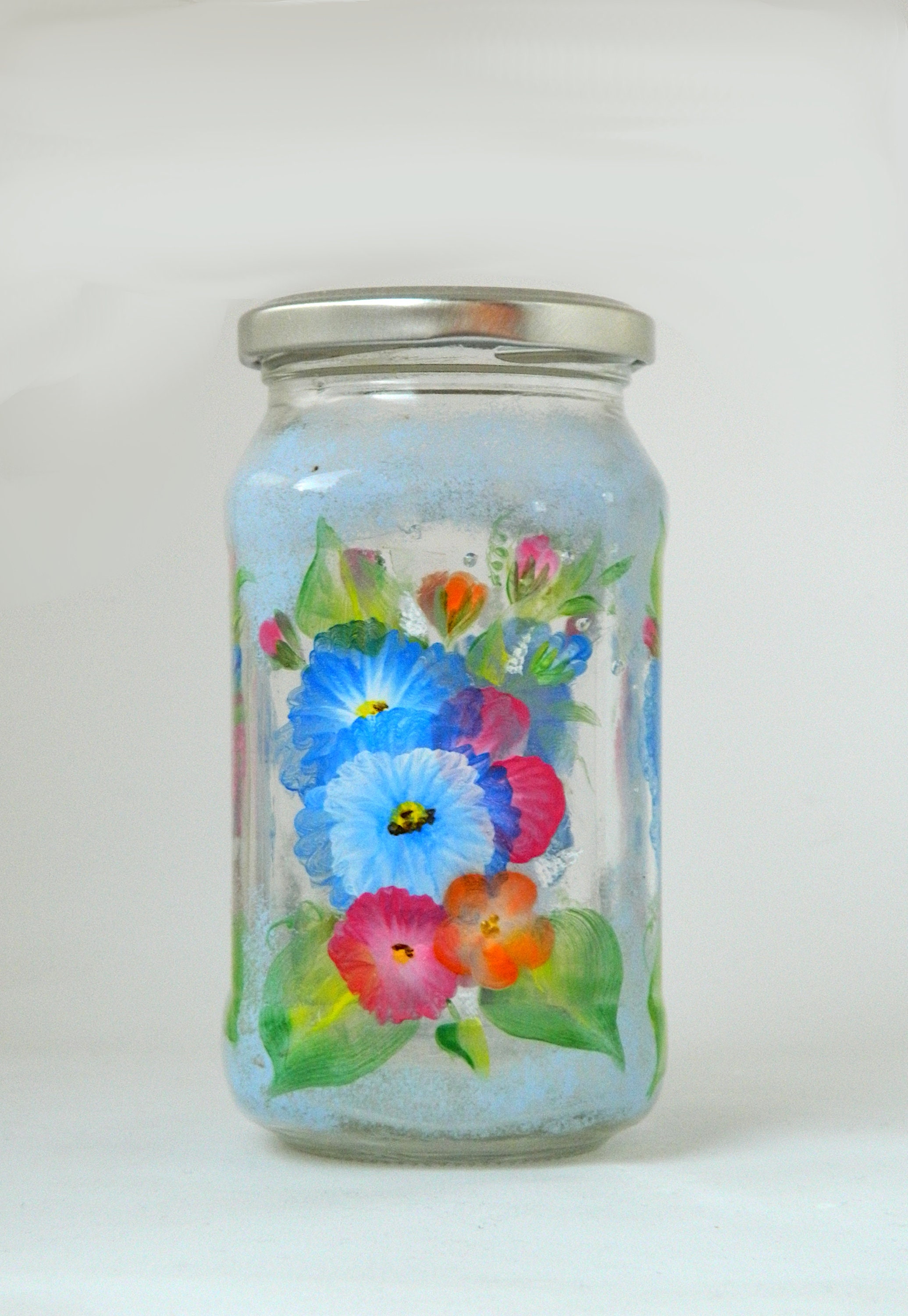 Blue Canisters Set for Kitchen Glass Cookie Jar Hand Painted - Etsy
