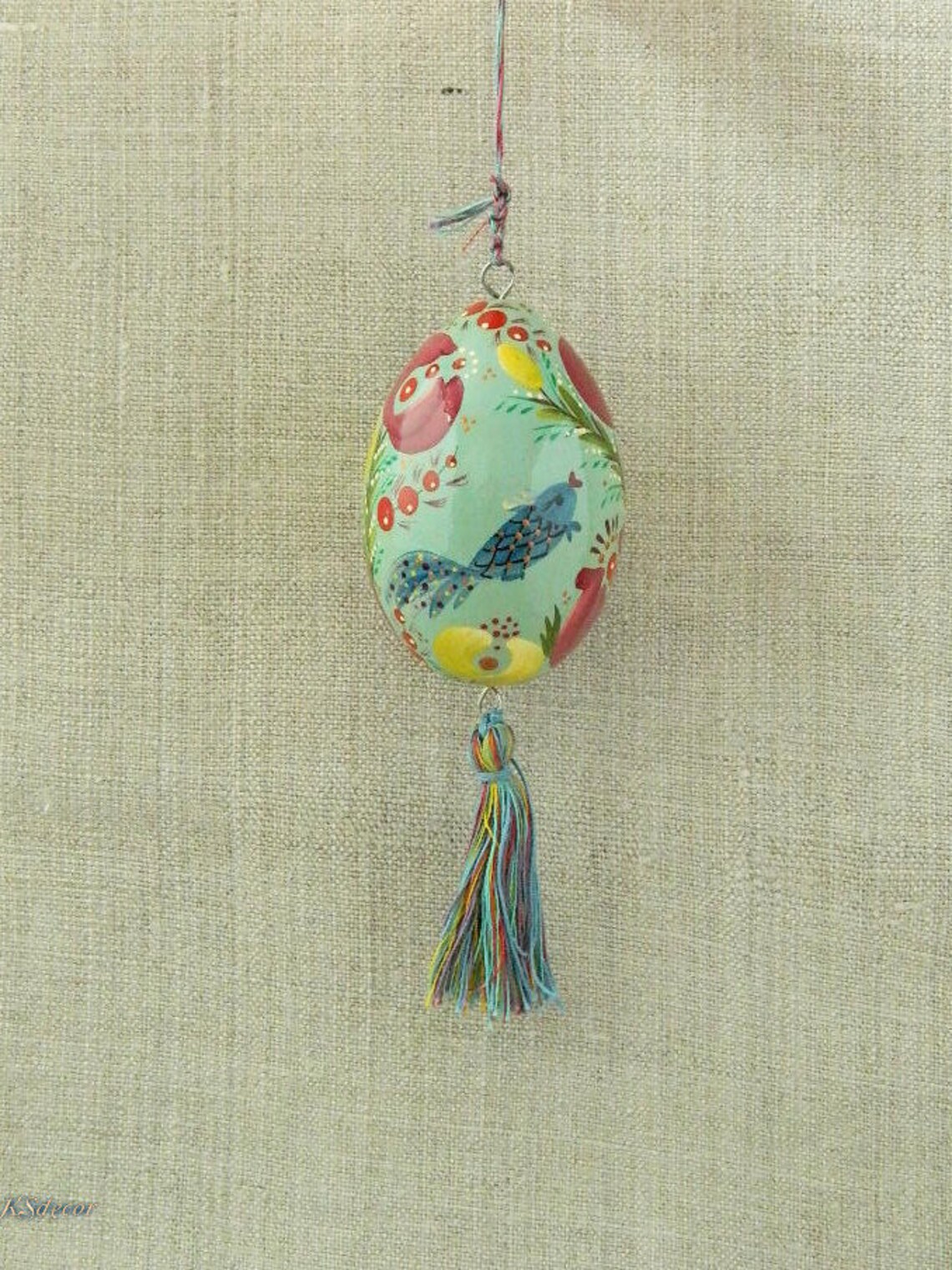 Hand Painted Egg Blue Easter Decorated Egg Navy Blue Fish - Etsy