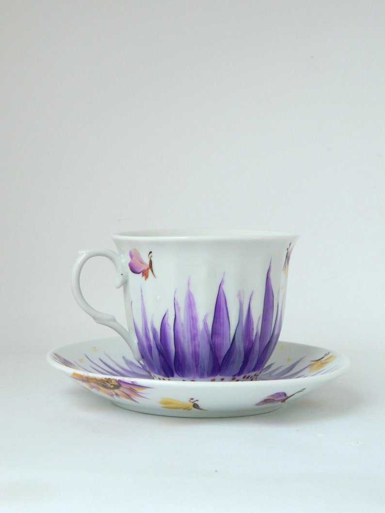 Purple Tea Set Women-violet Teacup and Saucer Porcelain - Etsy
