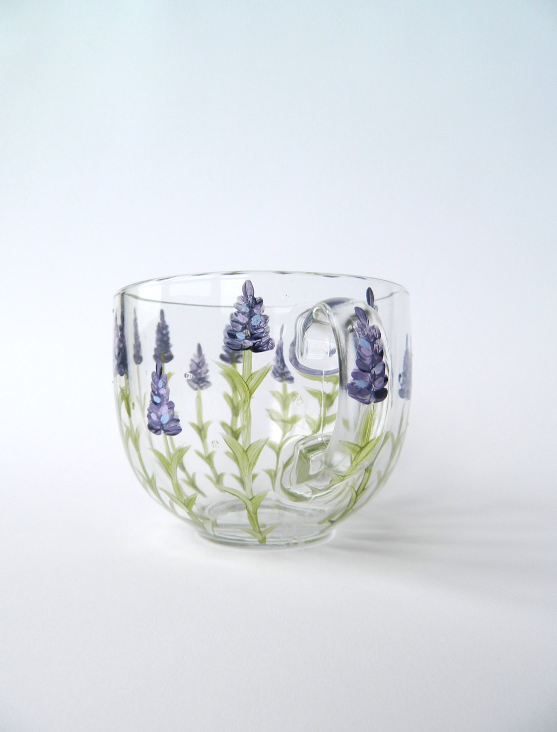 Big Lavender Mug Painted Glassware Purple Jumbo Glass Coffee - Etsy