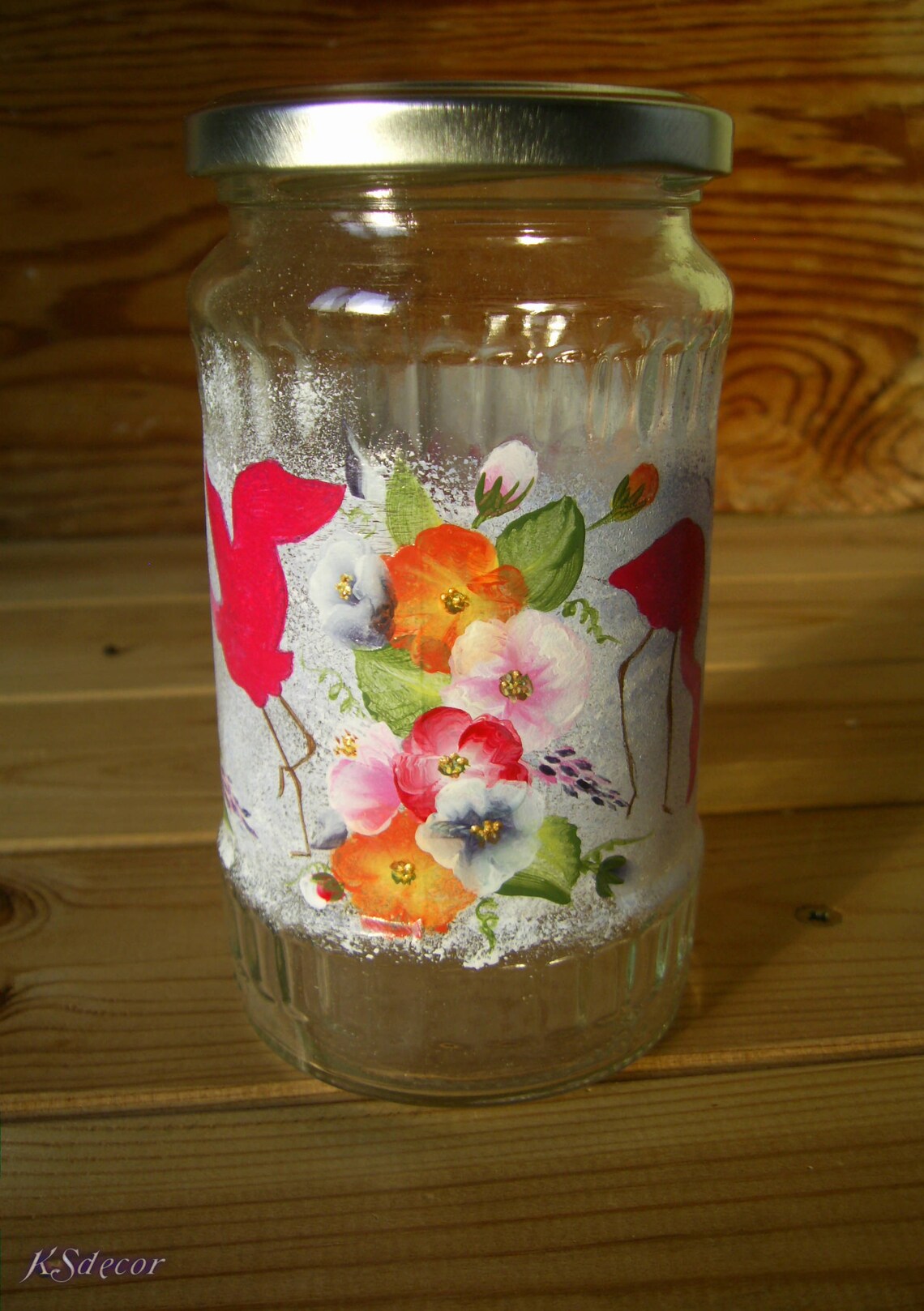 Painted Glass Jars With Pink Flamingo Decor SMALL Glass Cookie - Etsy
