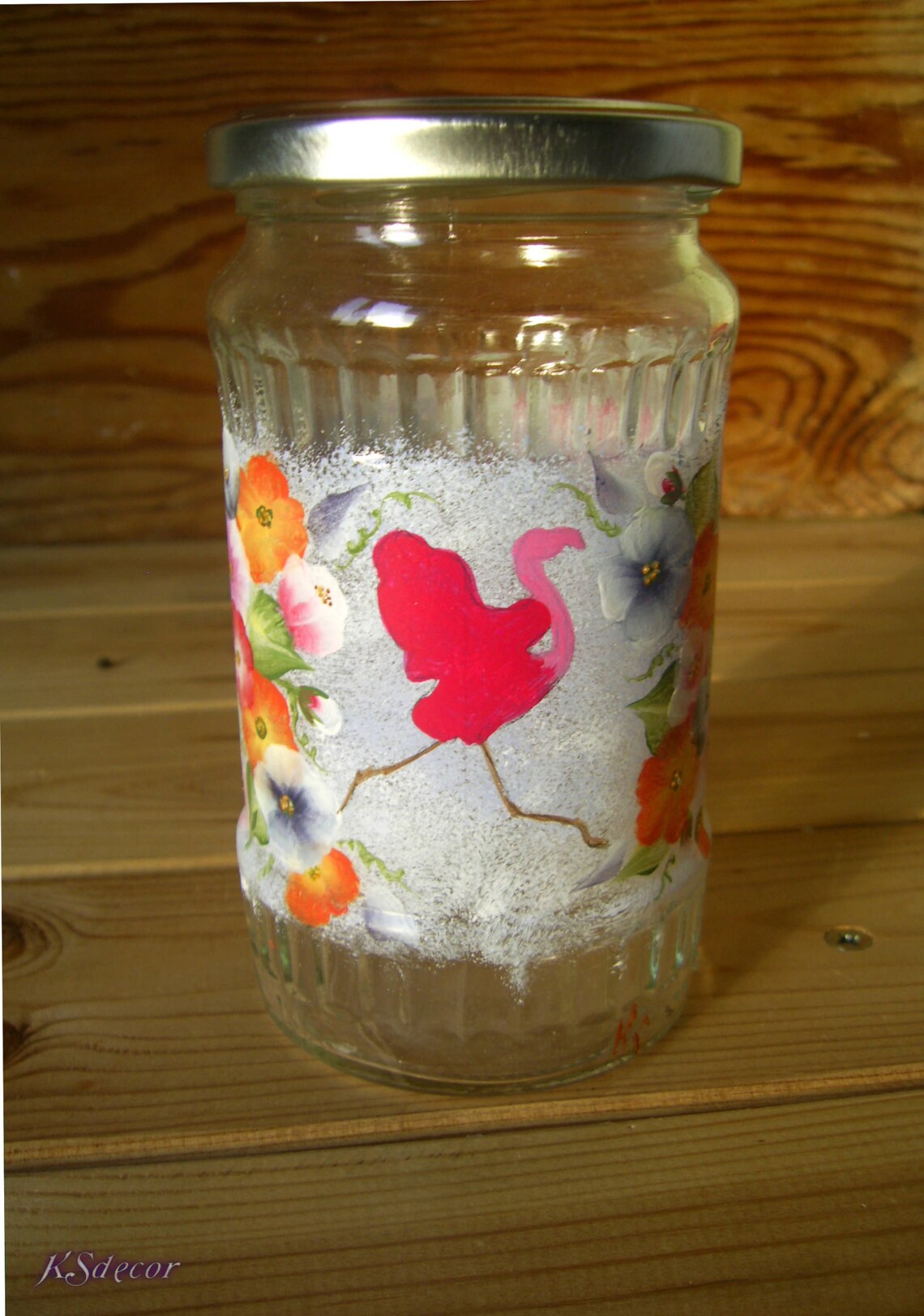 Painted Glass Jars With Pink Flamingo Decor SMALL Glass Cookie - Etsy