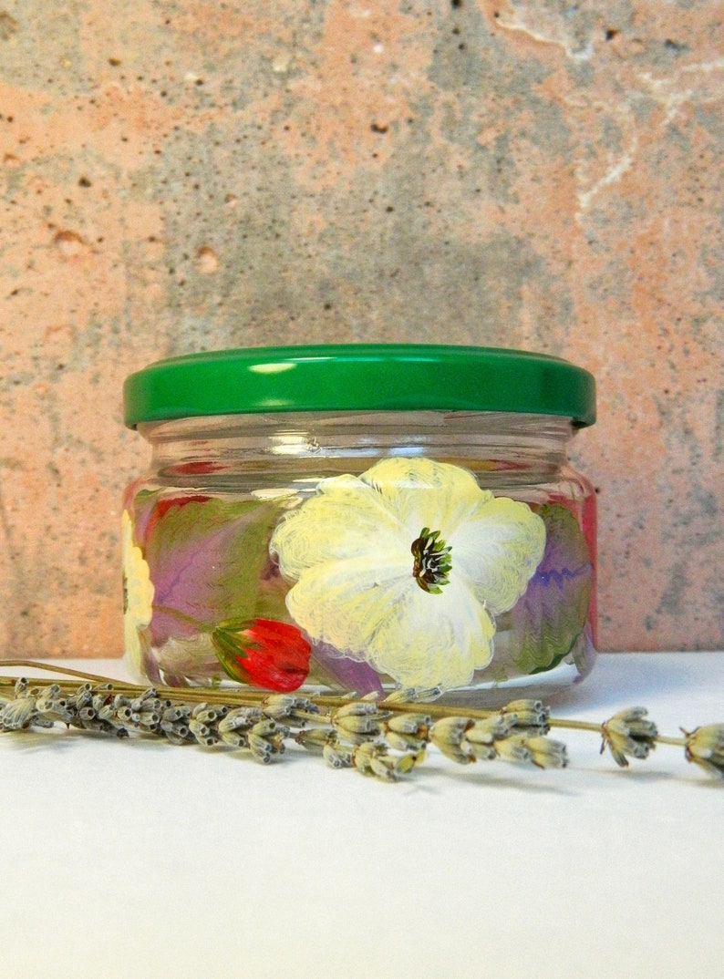 Red Small Glass Jar With Lid 8oz Decorative Storage - Etsy