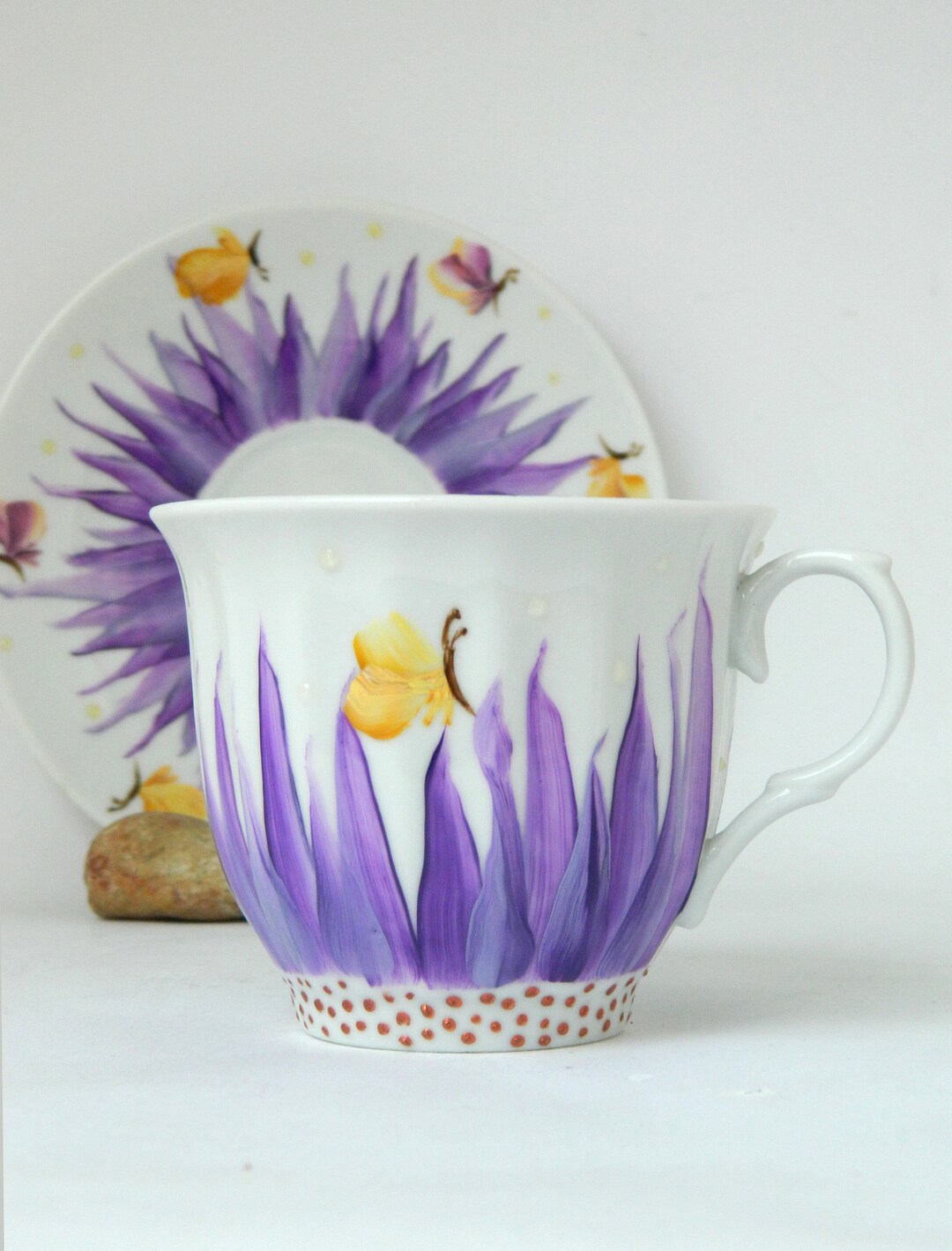 Purple Tea Set Women-violet Teacup and Saucer Porcelain - Etsy
