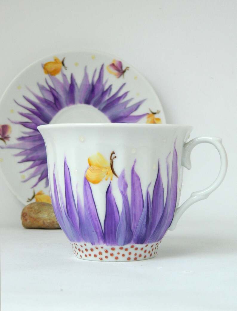 Purple Tea Set Women-violet Teacup and Saucer Porcelain - Etsy