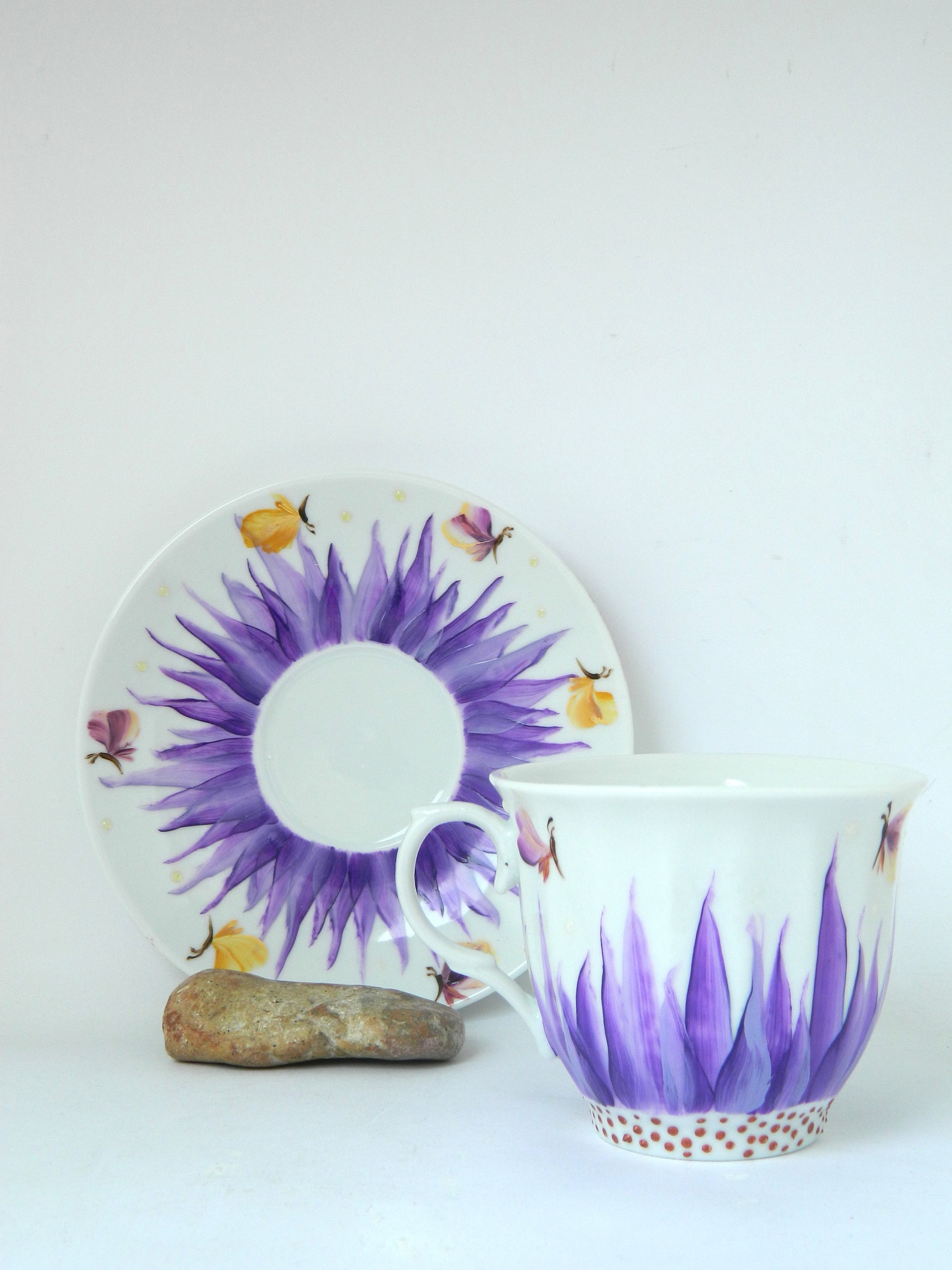 Purple Tea Set Women-violet Teacup and Saucer Porcelain - Etsy