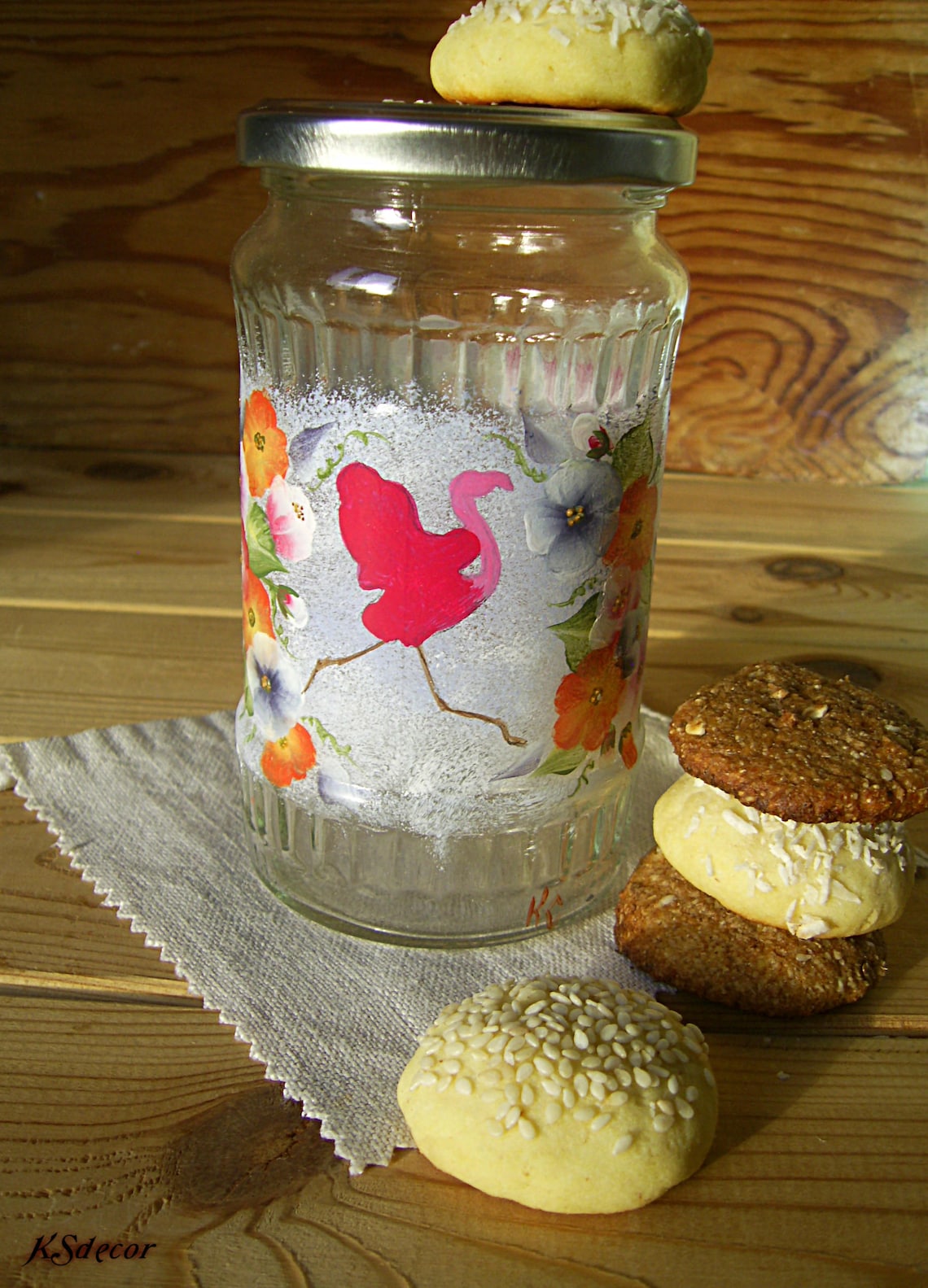 Painted Glass Jars With Pink Flamingo Decor SMALL Glass Cookie - Etsy