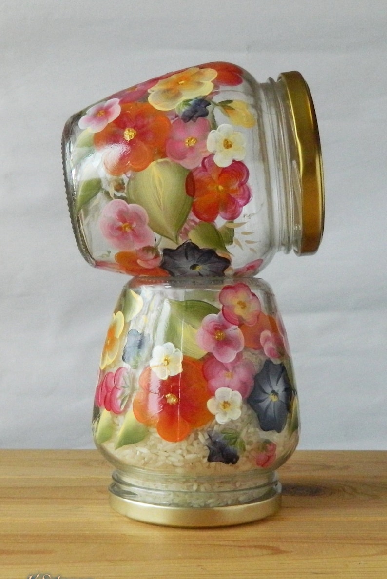 Colorful Glass Cookie Jar Hand Painted Jar Painted Glass Jar - Etsy