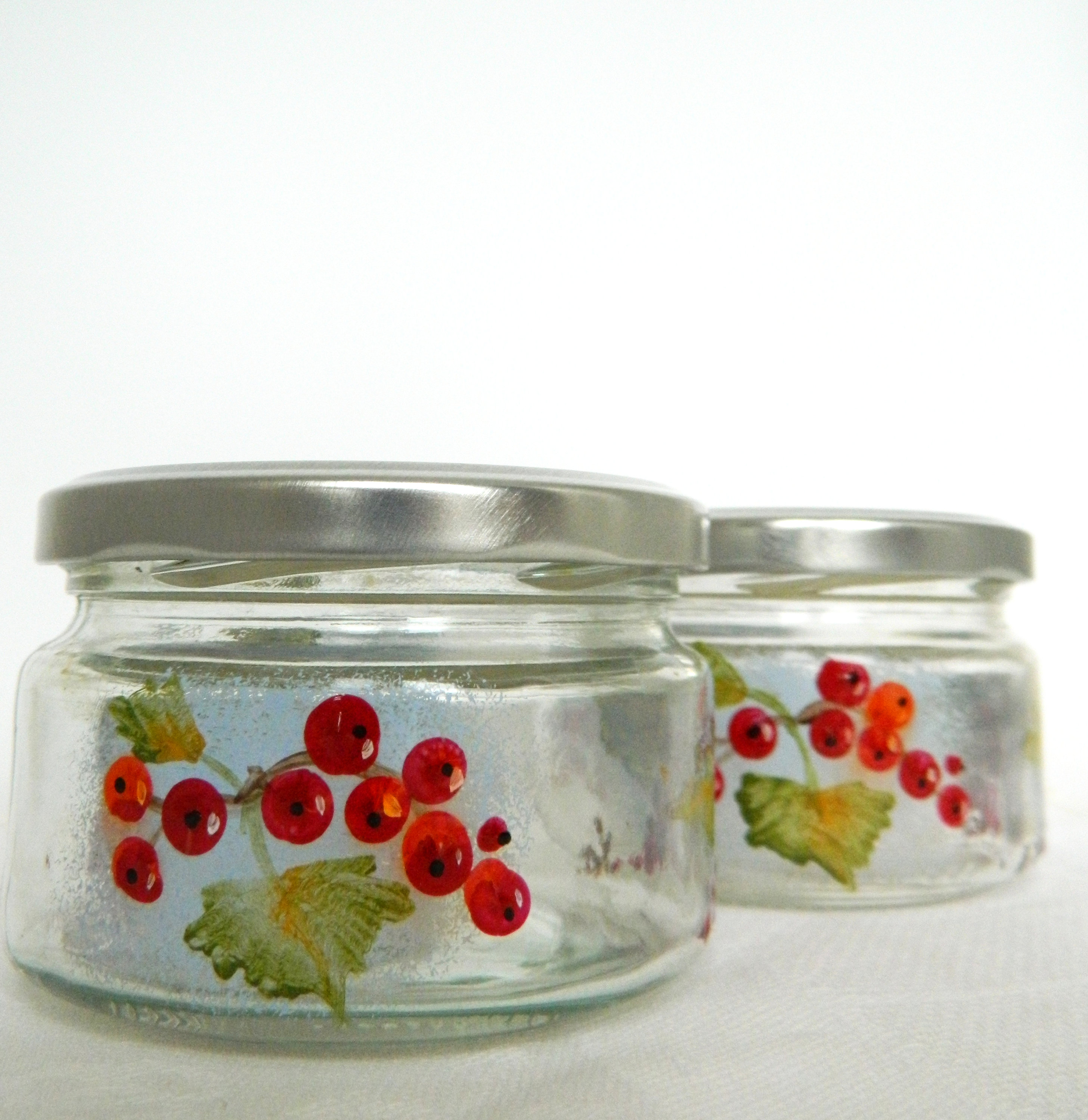 Painted glass jars with screw on lid Colorful kitchen | Etsy