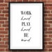 Work Hard // Play Hard // Be Kind // A4 // A5 // Nursery Decor // Home ...