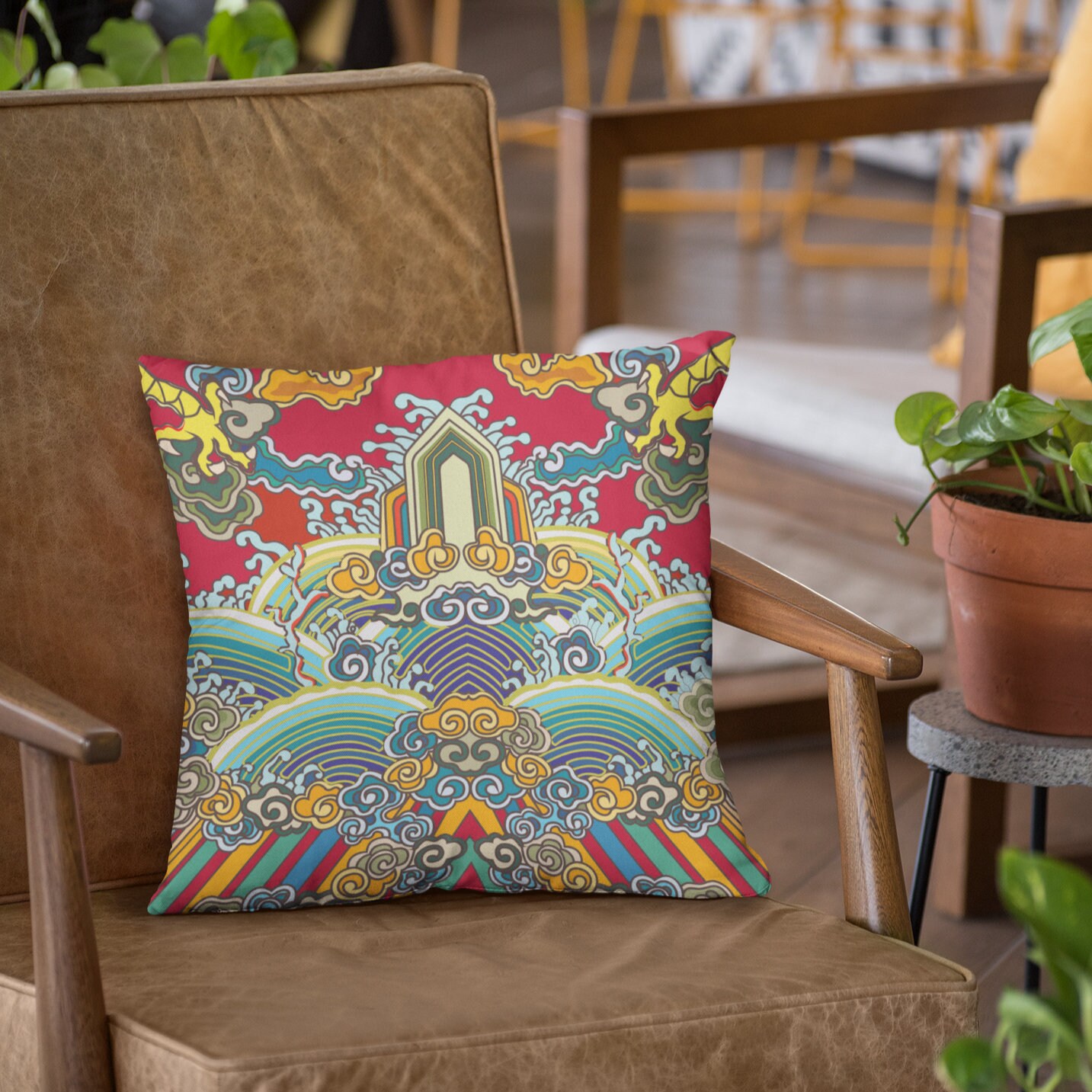 Tam Son Thuy Ba Pillow Case | Mountain Waves Vietnamese Pattern, East ...
