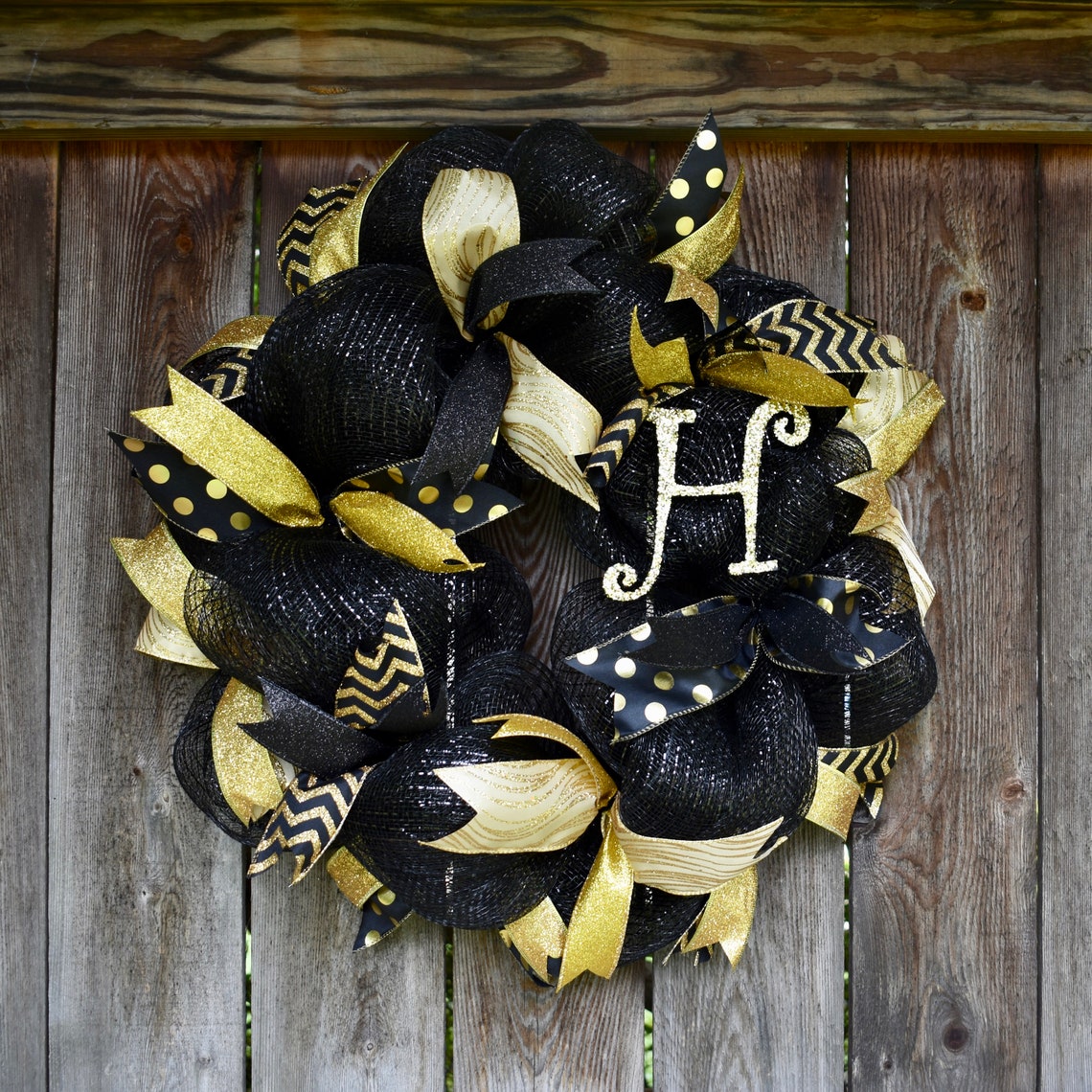 Black and Gold Wreath / Black and Gold / School Wreath / Fall - Etsy