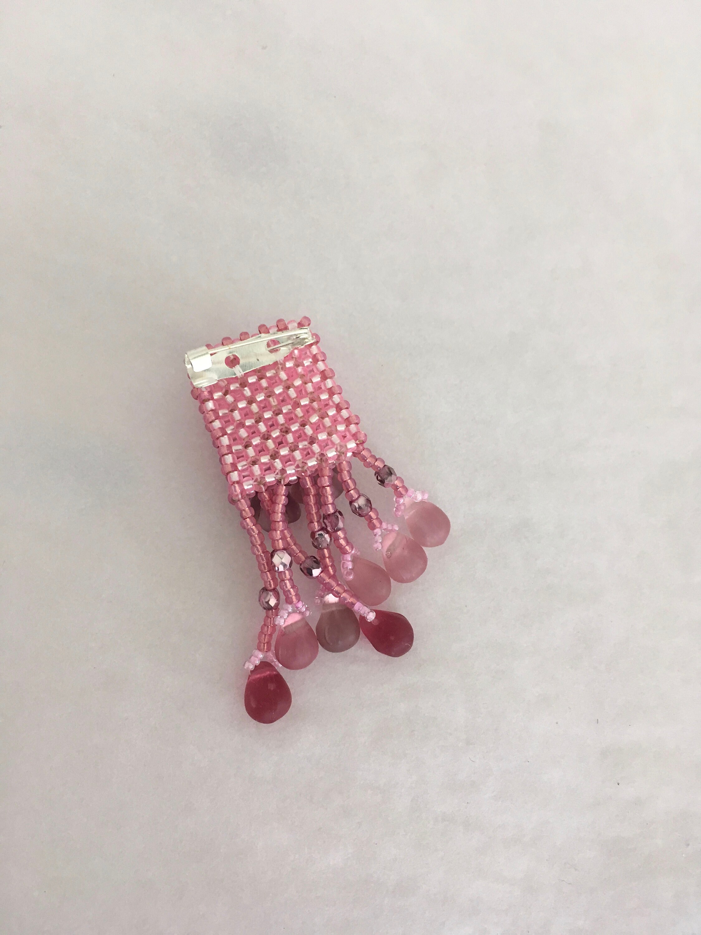 Beaded Brooch Pin Pink Brooch Seed Beads Cubes Pink Flowers - Etsy