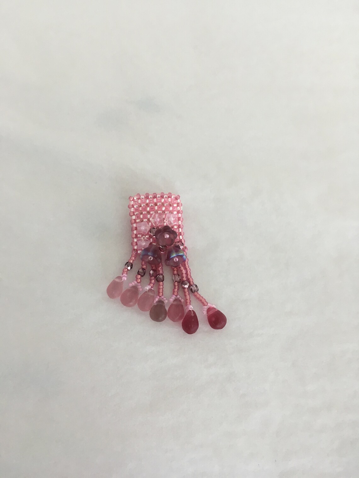 Beaded Brooch Pin Pink Brooch Seed Beads Cubes Pink Flowers - Etsy