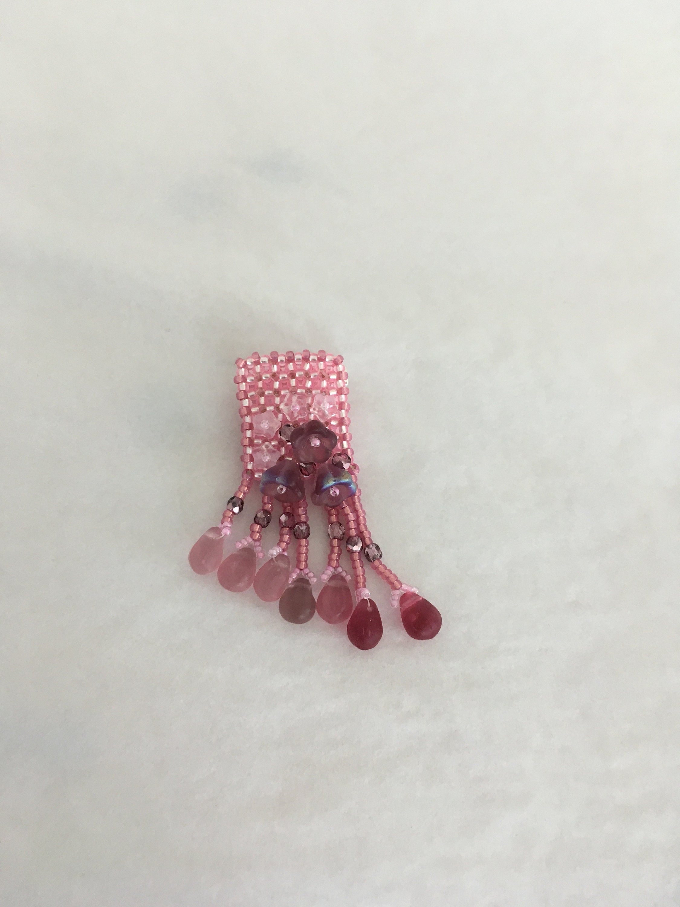 Beaded Brooch Pin Pink Brooch Seed Beads Cubes Pink Flowers - Etsy