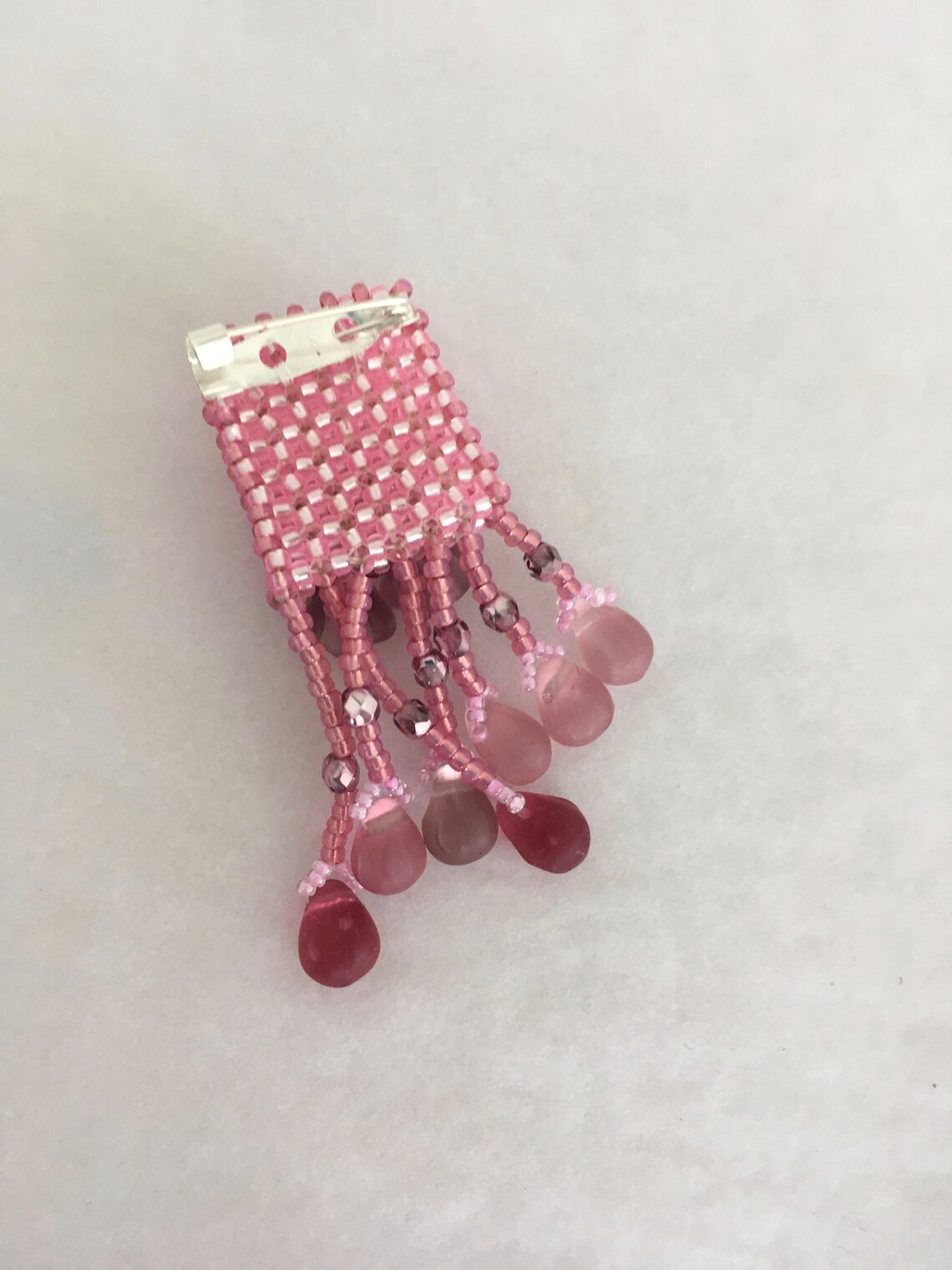 Beaded Brooch Pin Pink Brooch Seed Beads Cubes Pink Flowers - Etsy