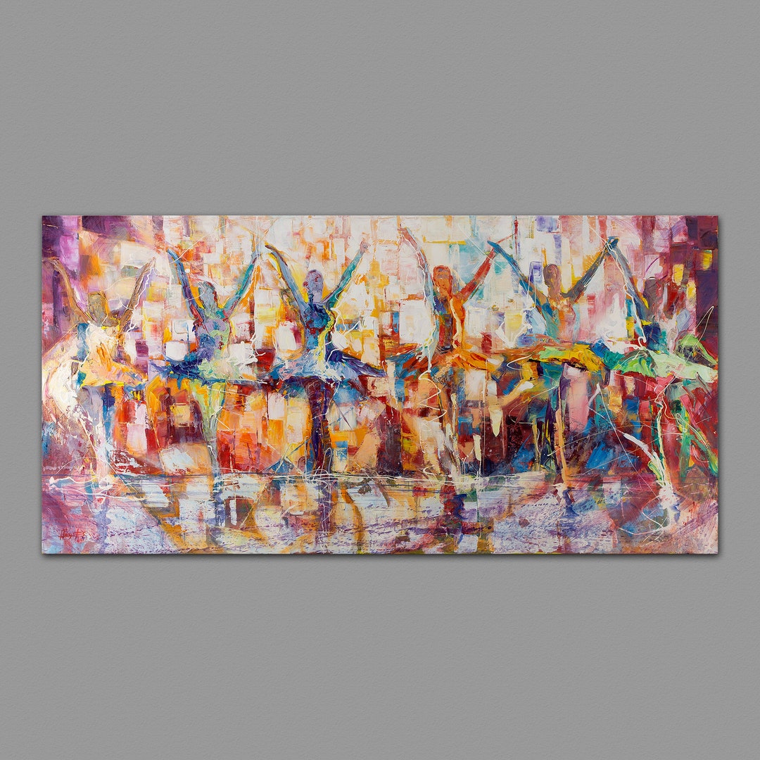 Dynamic Cubist Ballet Art Original Mixed Media Painting by Luis Angeles ...