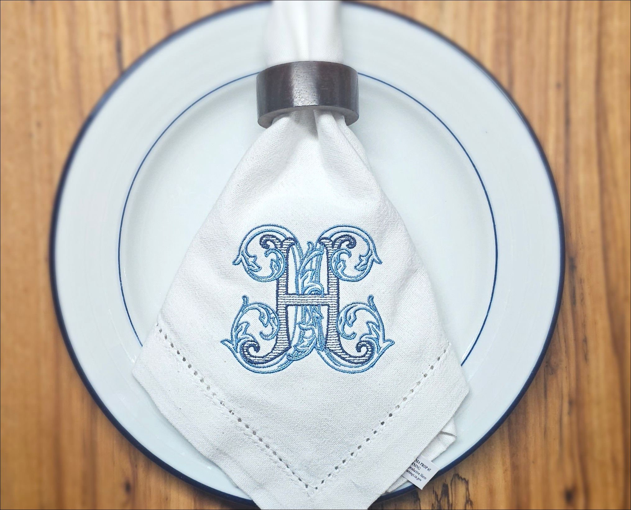 Monogrammed Linen Napkins Vintage Vine Embroidered Single - Etsy