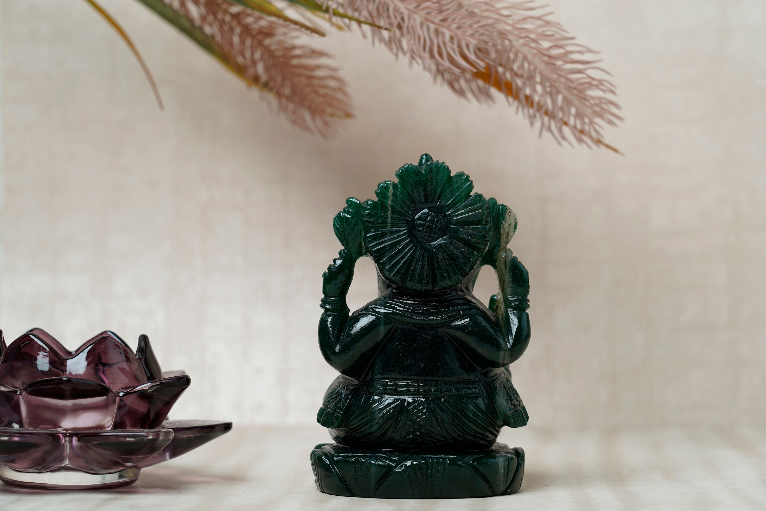 Figurines Art & Collectibles Sculpture Green Aventurine Ganesh Lord ...