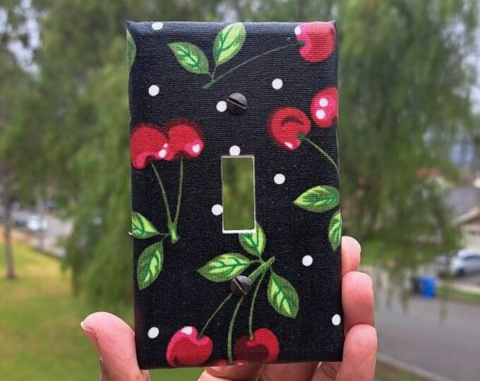 Cherry Light Switch Cover, Toggle Switch Cover, Midcentury, Rockabilly ...