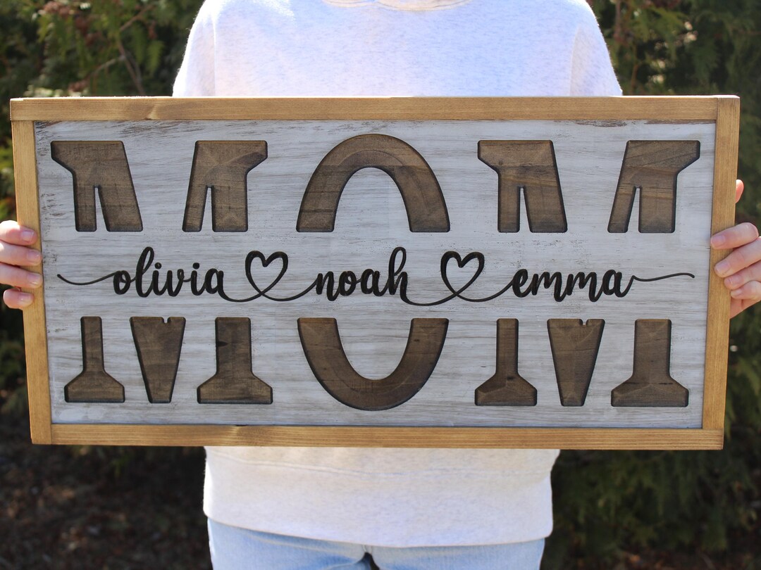 Personalized Mom Carved Wooden Sign / Custom With Children's Names ...