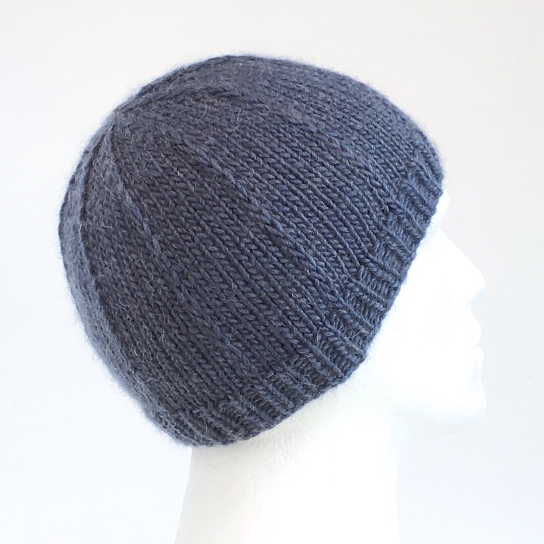 Hand Knitted Blue Wool and Mohair Hats. Hand Knit Chunky Blue Beanie ...