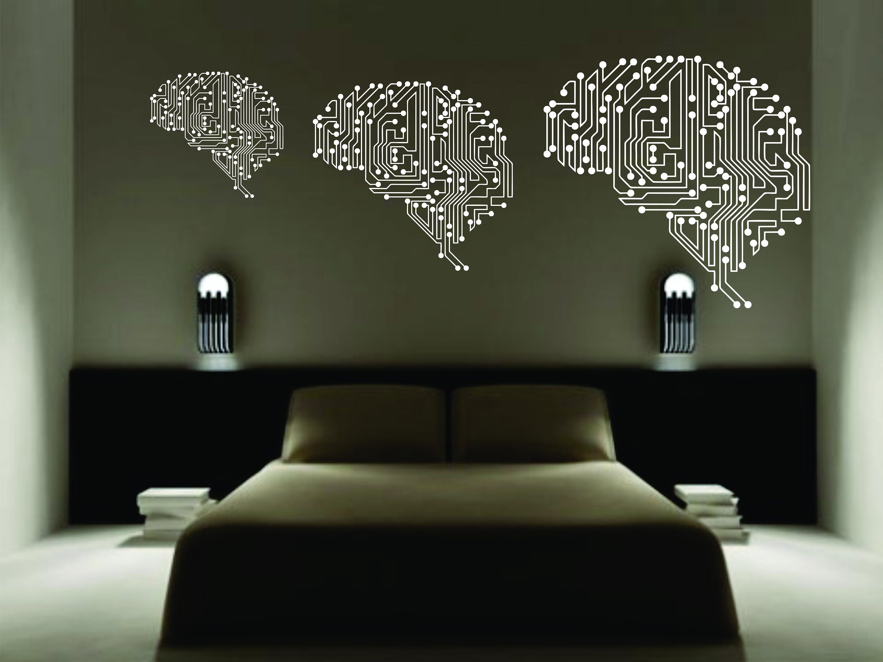 Brain Wall Decal Black White Wall Art - Etsy