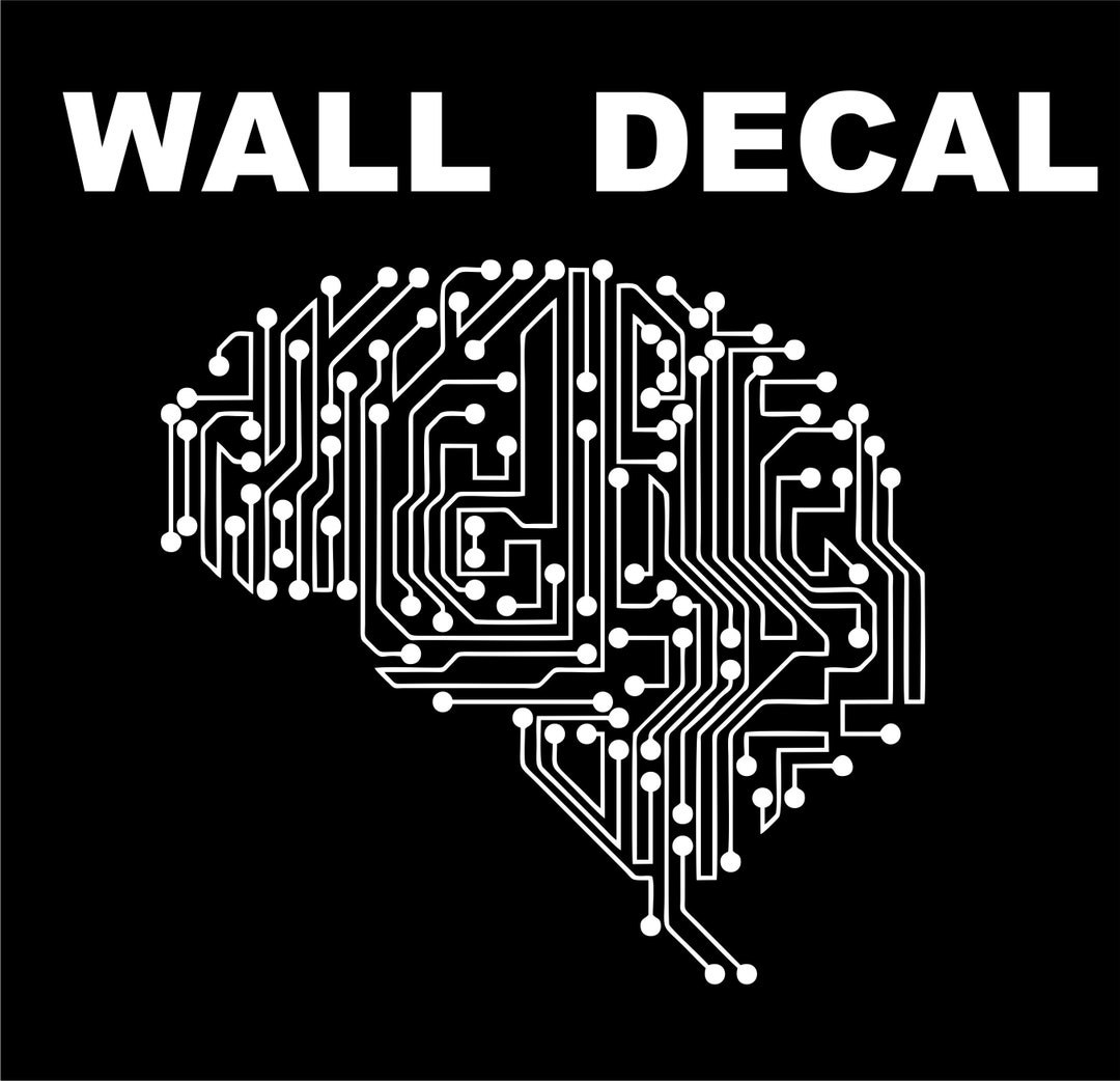 Brain Wall Decal Black White Wall Art - Etsy