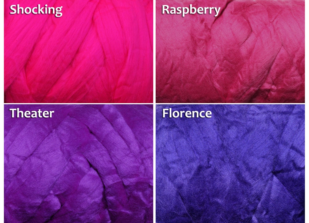 4 Oz 19 Micron Merino Wool Roving Extra Fine Pink Red Felting Supplies ...