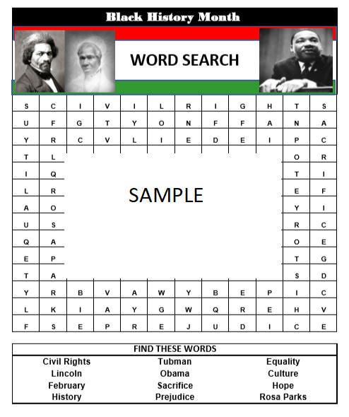 BLACK HISTORY MONTH Word Search Game- Fun and Educational for All Ages ...