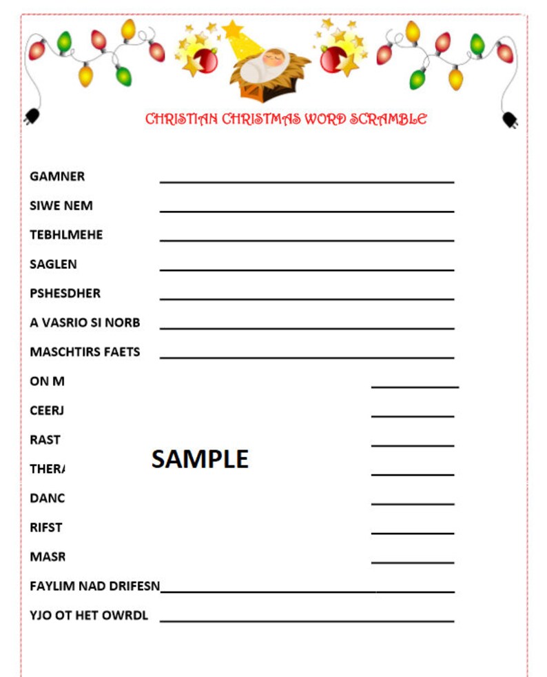 CHRISTIAN CHRISTMAS Party Word Game Very Fun for All Ages . Print as ...