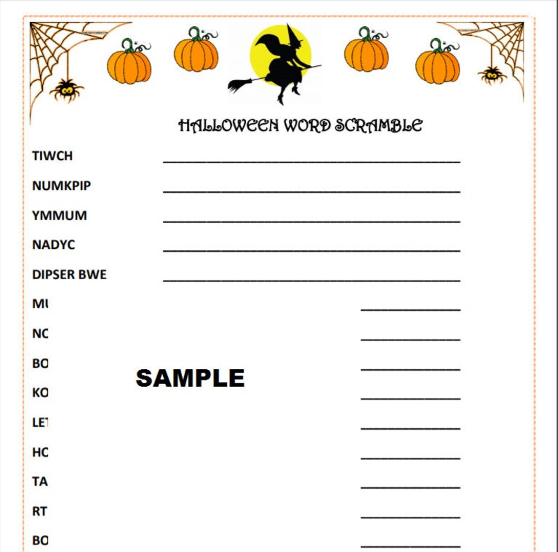 HALLOWEEN PARTY Word Game -fun for Kid and Adults. Print and Play as ...