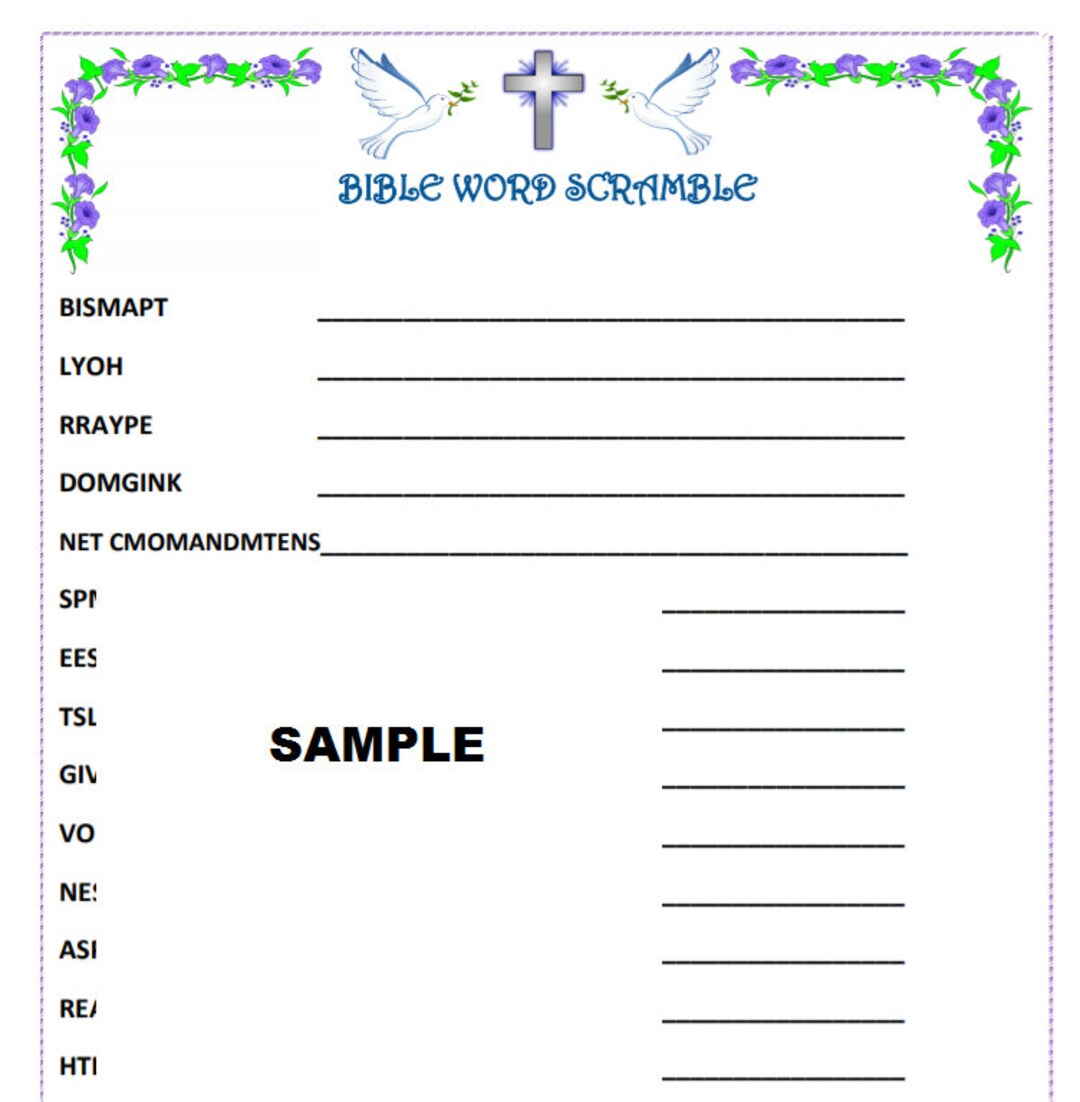 CHRISTIAN BIBLE Word Game -fun for Bible Study or Youth Group Activity ...