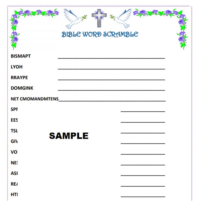 CHRISTIAN BIBLE Word Game -fun for Bible Study or Youth Group Activity ...