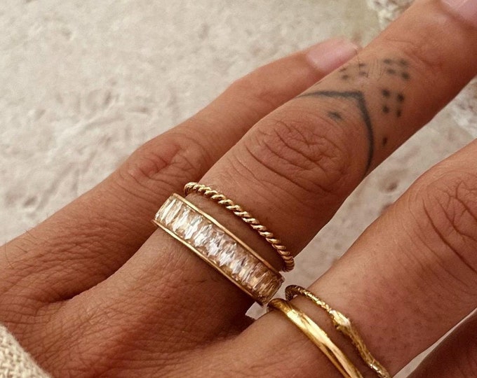 White Light~ 18K Chunky Gold Ring, Tarnish Resistant Ring, Unique Gold ...