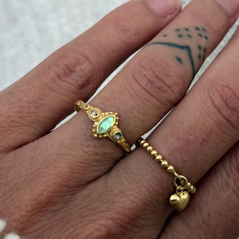 Gold Rings Stone Beachy - Etsy UK