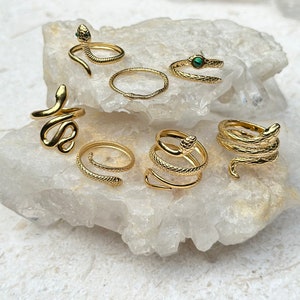 OUROBOROS 18K Gold Serpent Ring, Tarnish Resistant Plated Snake Ring, Dainty Gold Snake Rings ...