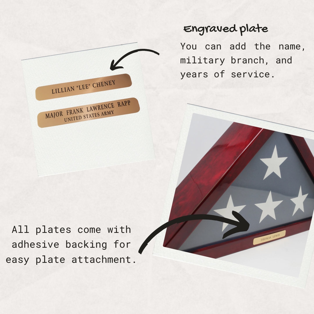 PLATE ONLY Custom Engraved Memorial Flag Case Name Plate, Presentation ...