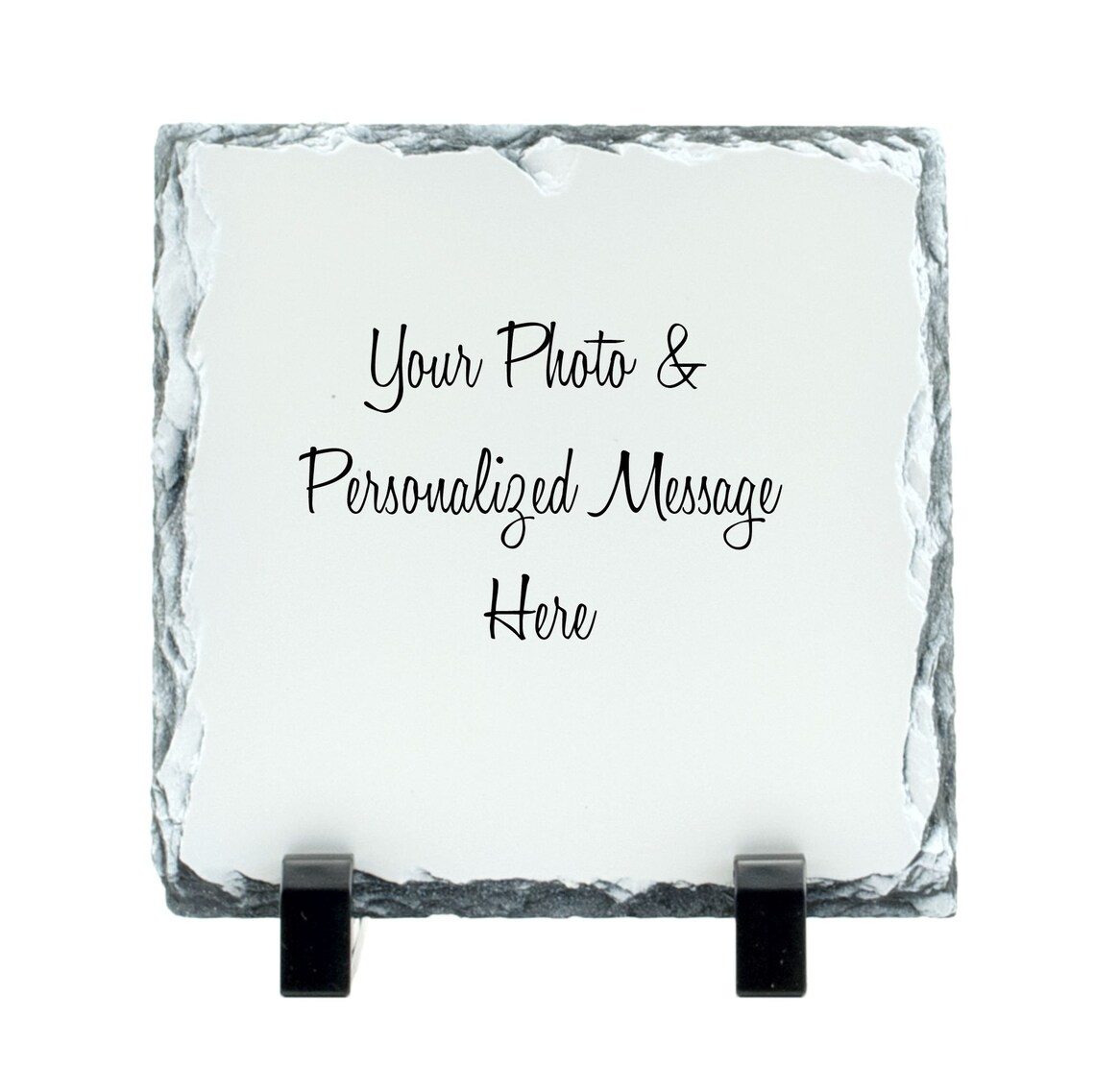 Photo Slate Rock Plaque- 7.5" X 7.5" - Custom Chiseled Edge Slate Using ...